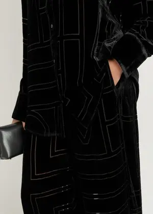 TOTEME Monogram Devore Velvet Pyjama Trousers - Black