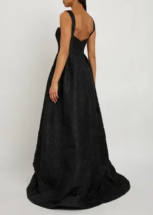 Rebecca Vallance Esther Floral-jacquard Cloqué Gown - Black
