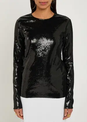 TOTEME Sequin Round-neck Top - Black