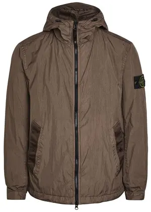 Stone Island Hooded Crinkled Shell Jacket - Burgundy