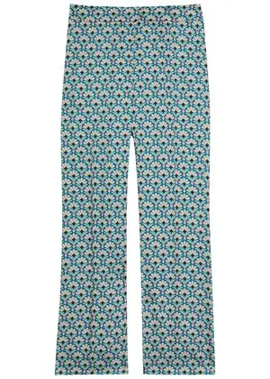 Etro Patterned Satin Trousers - Blue