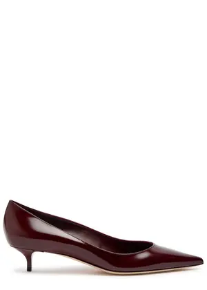 JIMMY CHOO Amelia 35 Glossed Leather Pumps - Brown