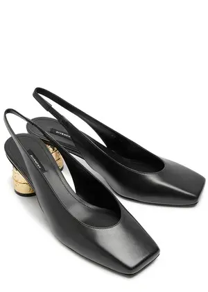 Givenchy Leather Slingback Pumps With Block Heel - Black