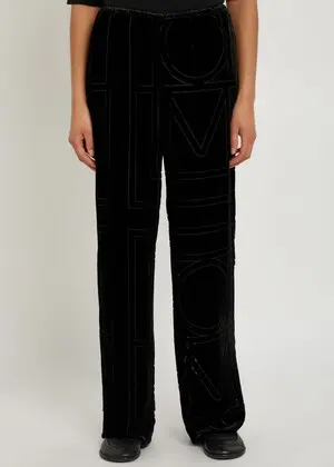 TOTEME Monogram Devore Velvet Pyjama Trousers - Black