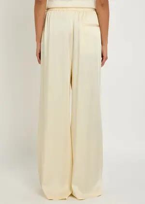 Stella McCartney Logo-embroidered Satin Trousers - Cream