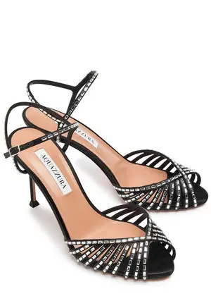AQUAZZURA Hold Me Crystal 85 Embellished Sandals
