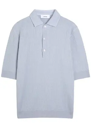 LARDINI Ribbed Linen-blend Polo Shirt