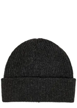 GANNI Ribbed Wool-blend Beanie - Grey