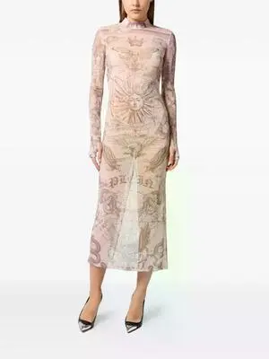 Philipp Plein Open-back Tulle Maxi Dress
