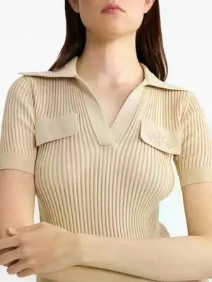 PATOU Embroidered-logo Top - Neutrals