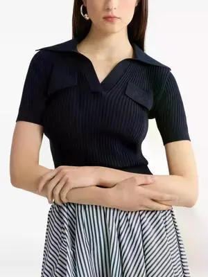 PATOU Logo-embroidered Top - Blue