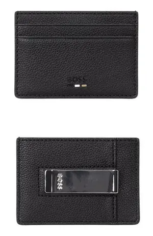 BOSS Ray Faux Leather Money Clip Card Case - Blk