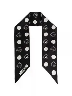 Moschino Bear Polka-dot Silk Scarf