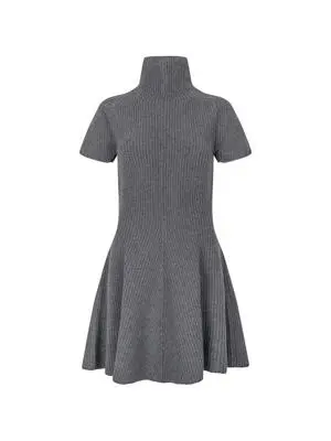 Magda Butrym Ribbed Knit Turtleneck Mini Dress - Grey