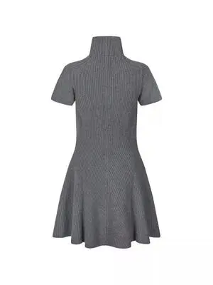 Magda Butrym Ribbed Knit Turtleneck Mini Dress - Grey