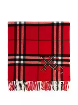 Burberry Plaid Fringed Scarf - Red