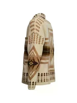 RAKKI Buttoned Geometric-print Cardigan