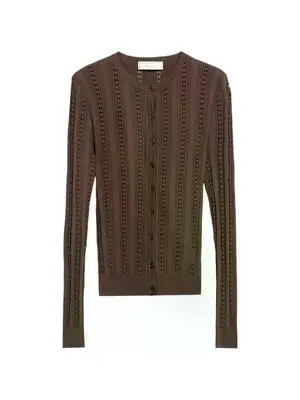 Blumarine Buttoned Openwork-knit Cardigan - Brown