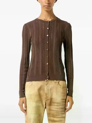 Blumarine Buttoned Openwork-knit Cardigan - Brown