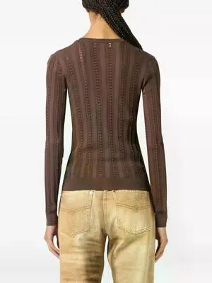 Blumarine Buttoned Openwork-knit Cardigan - Brown