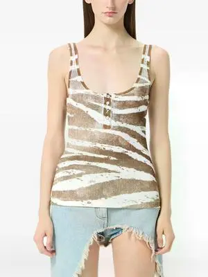 Blumarine Zebra-print Sleeveless Top - White