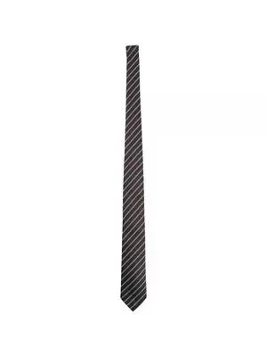 Giorgio Armani Striped Silk Tie - Brown