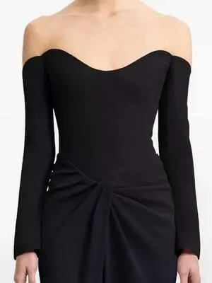 GEMY MAALOUF Off-shoulder Draped Maxi Dress - Black