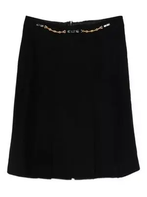 Celine 1970s Chain-detail Pleated Midi Skirt - Black