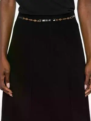 Celine 1970s Chain-detail Pleated Midi Skirt