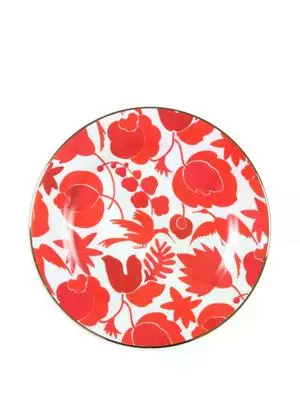 La DoubleJ Floral Bird Plate - Red