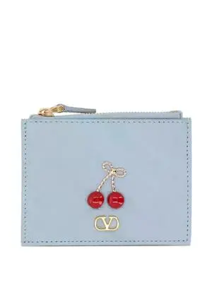 Valentino Garavani Cherry-applique Card Holder Blue