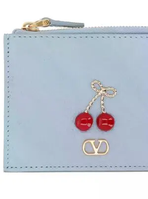 Valentino Garavani Cherryfic Grainy Calfskin Cardholder - Blue