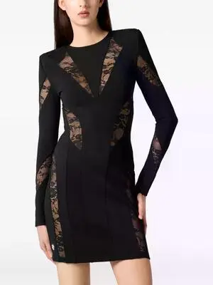 Philipp Plein Mini Lace Long-sleeve Dress