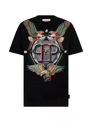 Philipp Plein Round Neck T-shirt Eagle Tattoo - Black