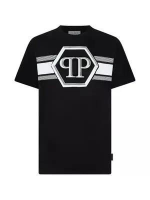 Philipp Plein Round Neck T-shirt Hexagon Line - Black