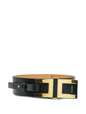 Elisabetta Franchi Logo Plaque Leather Belt - Black