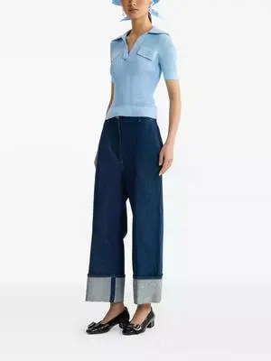 PATOU Embroidered-logo Top - Blue