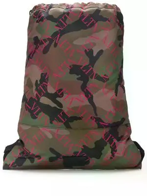Valentino Garavani Camouflage Drawstring Backpack - Green