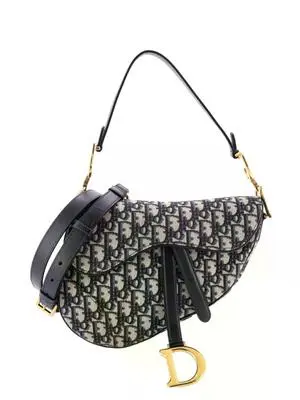 Dior Saddle Handbag With Strap Oblique Canvas Medium Shoulder Bag - Blue
