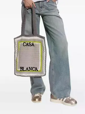 Casablanca Logo Crocheted Tote Bag - Grey