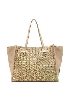 GIANNI CHIARINI Marcella Herringbone-straw Tote Bag - Neutrals