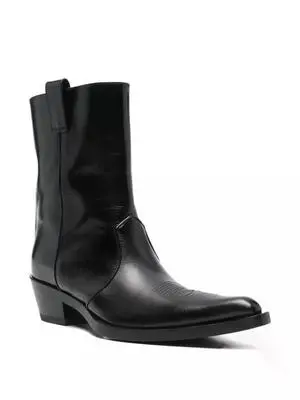 Khaite Pointed Toe Western Boots - Black