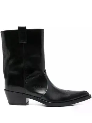 Khaite Pointed Toe Western Boots - Black