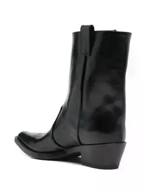 Khaite Pointed Toe Western Boots - Black