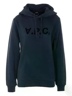 A.p.c. Velvet Logo Hoodie - Blue