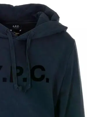 A.p.c. Velvet Logo Hoodie - Blue