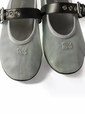 Miu Miu Logo-embroidered Ballerinas