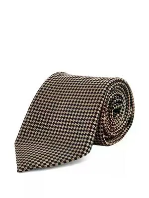 TOM FORD TOM FORD Geometric Silk Neck Tie Neutrals