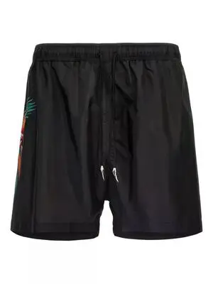 Roberto Cavalli Parrot-print Swim Shorts - Black