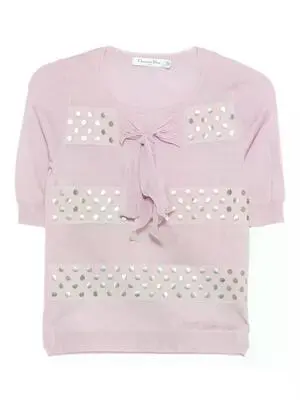 Dior 2000s Bow-embellishment T-shirt - Pink